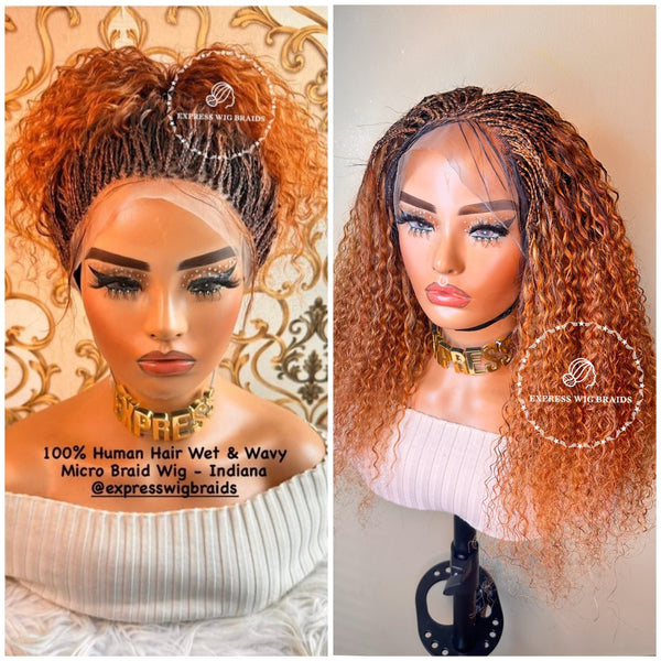 100% Virgin Human Hair Braided Wigs | Wet And Wavy Micro Braided Wig ...