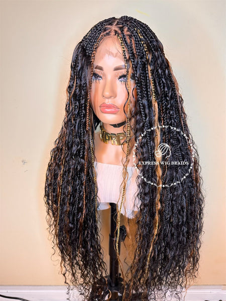 Human Hair Bohemian Knotless Braided Wigs | Human Hair Boho Goddess ...
